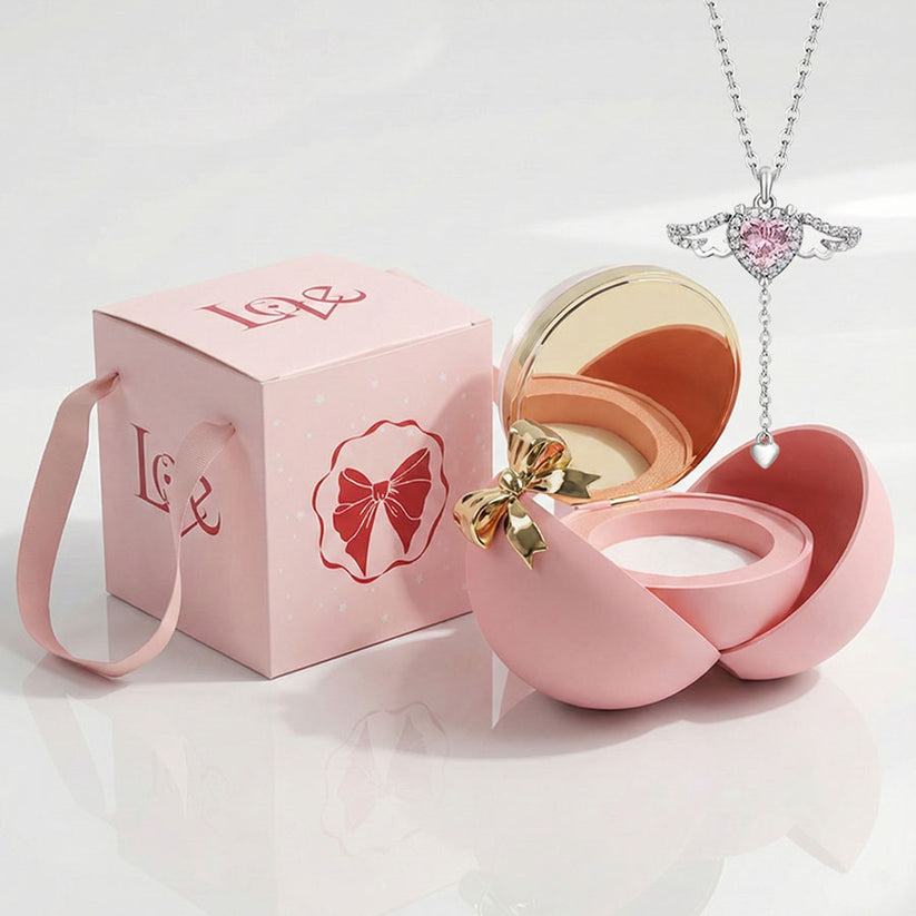 BOÎTE LA SPHÈRE MAGIQUE ROSE AVEC COLLIER ANGE D’AMOUR – MARYANA BIJOUX